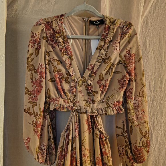 Aakaa | Dresses | Aakaa Floral Maxi Dress Pink And Green | Poshmark